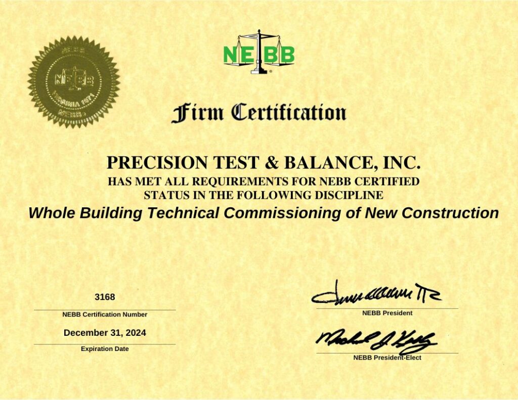 Certificates – Precision Test & Balance, Inc